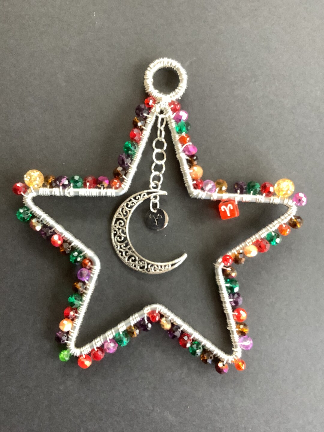 Zodiac Sun Catcher Aries Window Decoration Star Moon Charm - Etsy