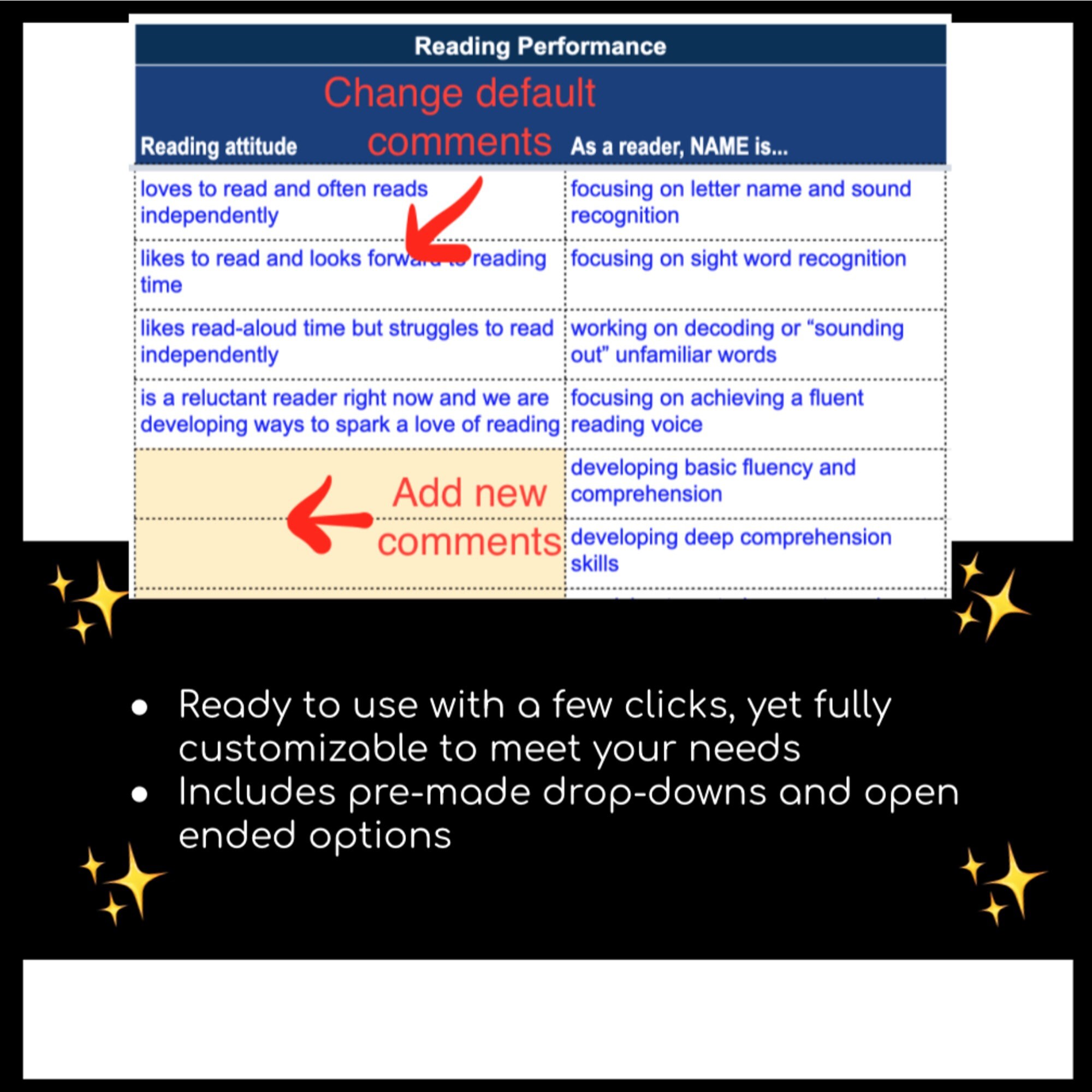 Magic Report Card Comment Creator Generator for Beginning, Middle and ...