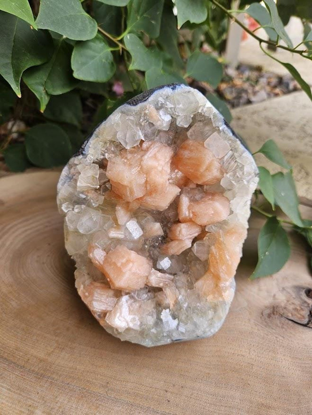 Large Peach Stilbite Apophyllite Crystal / Raw Apophyllite With Peach ...