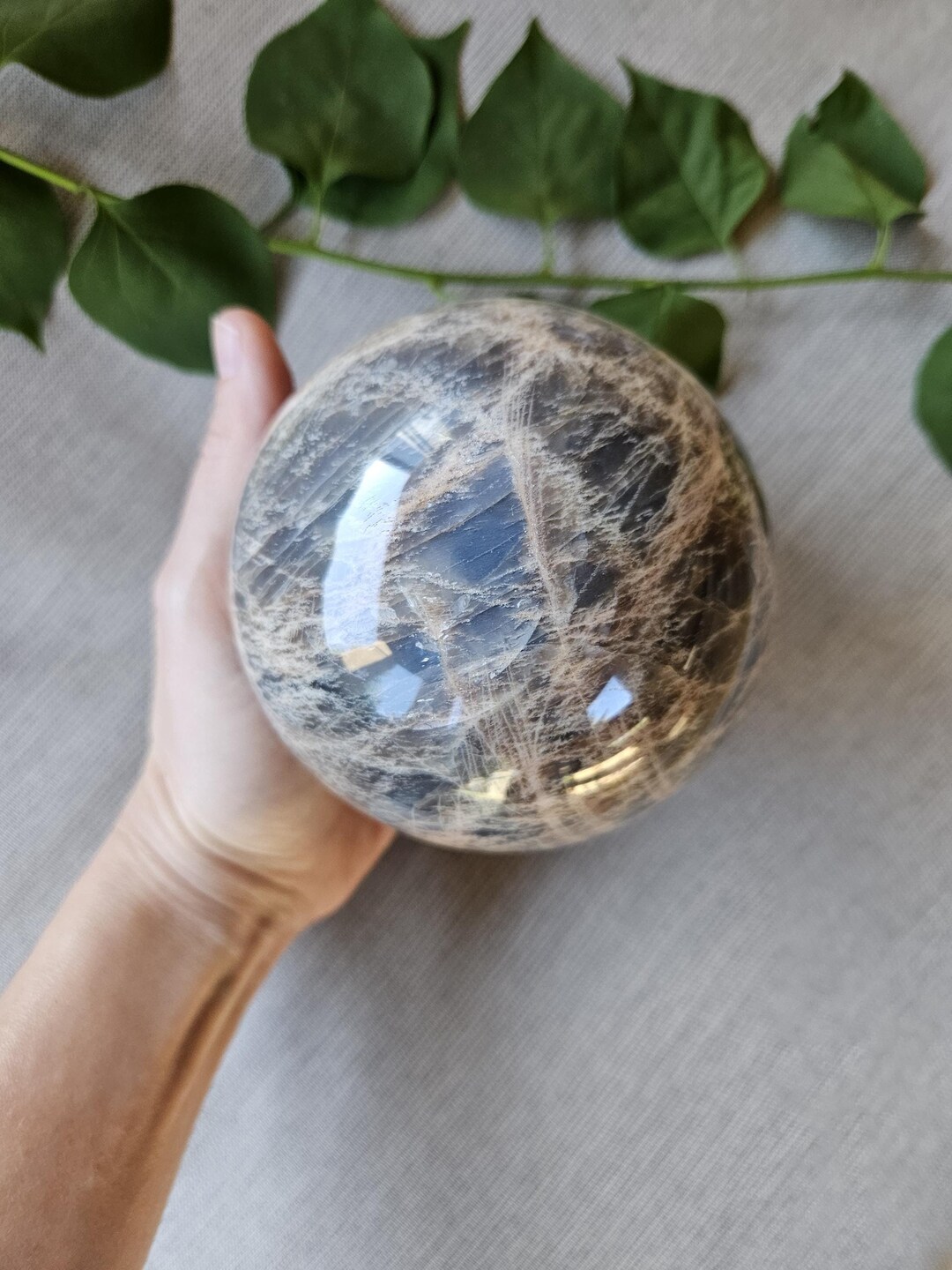 Quality Moonstone Sphere / Polished Black Moonstone Sphere / Stones for ...