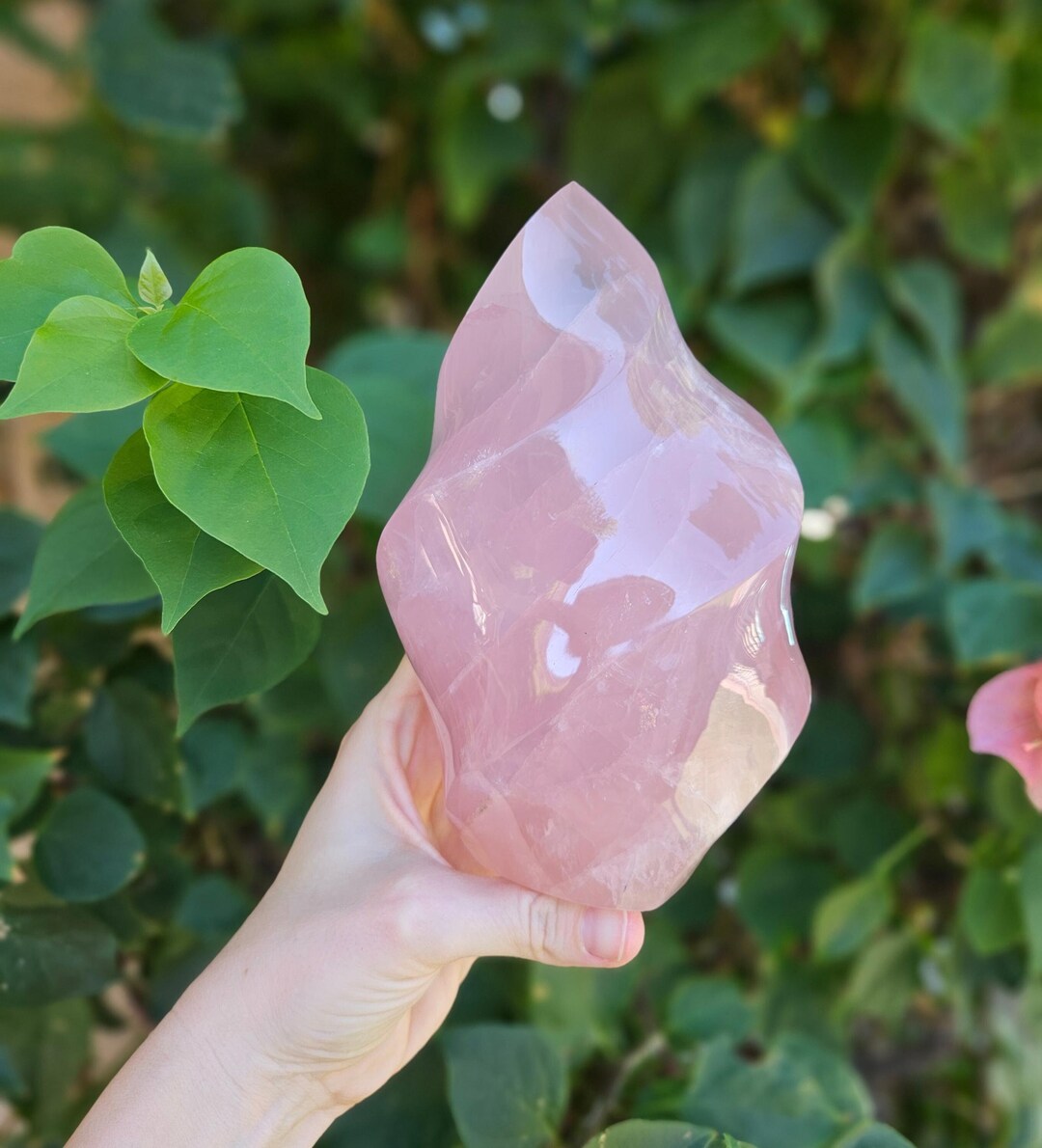 Large Rose Quartz Flame / Crystal Rose Quartz Flame / Standing Rose ...