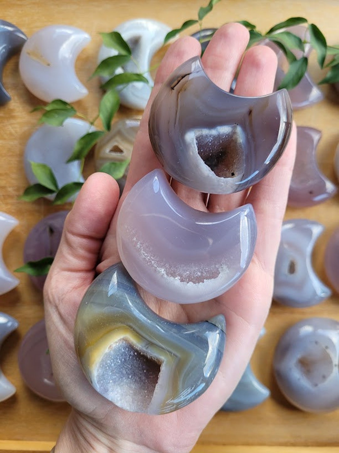 YOU Pick Druzy Agate Moons / Polished Agate Moons / Agate Crescent ...