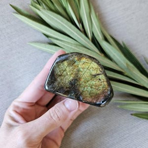 Yellow Labradorite Freeform / Polished Labradorite Cut Base / Flashy ...