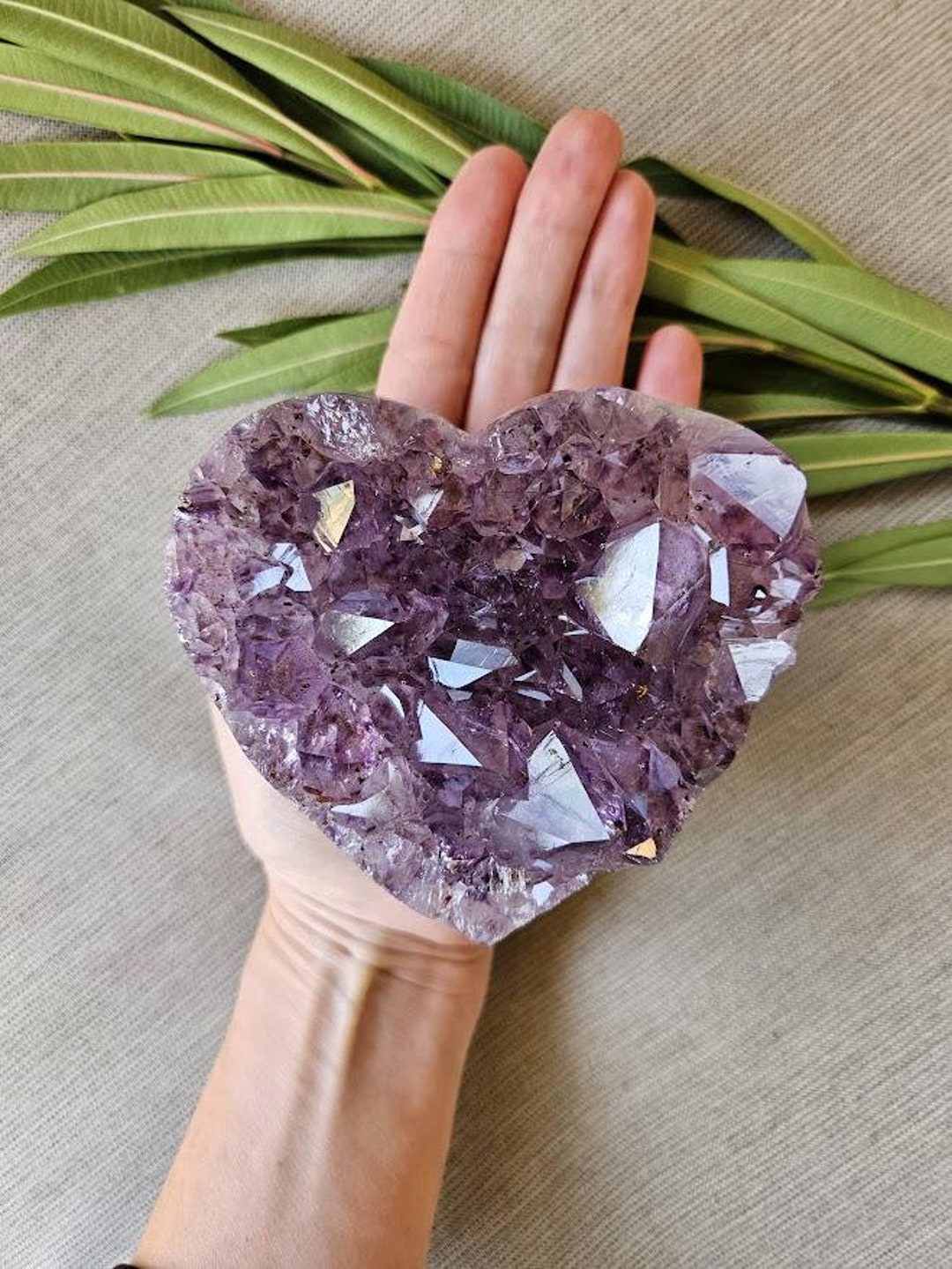Quality Amethyst Heart on Metal Base / Small Amethyst Heart / Shaped ...