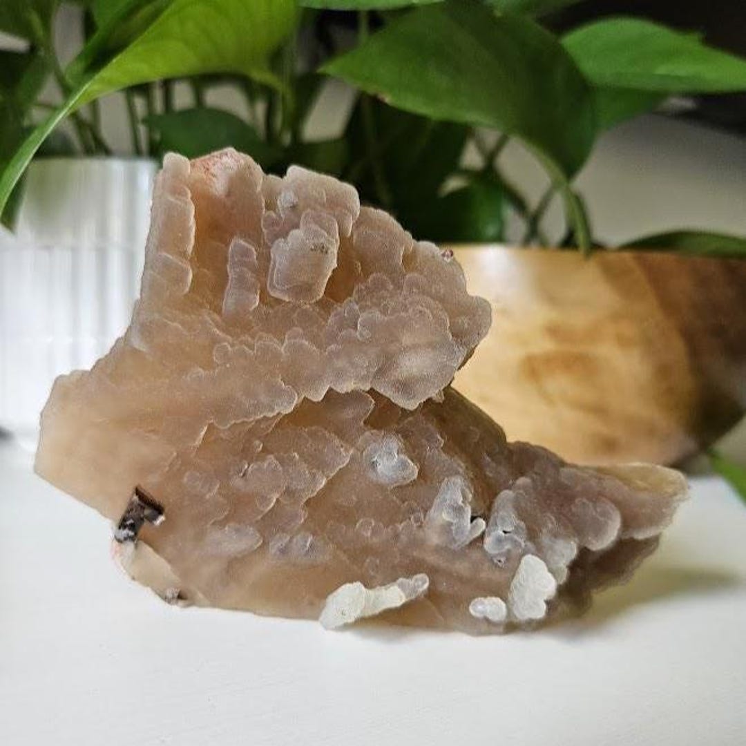 Quality Chalcedony and Peach Stilbite Cluster: Beige Chalcedony Crystal ...