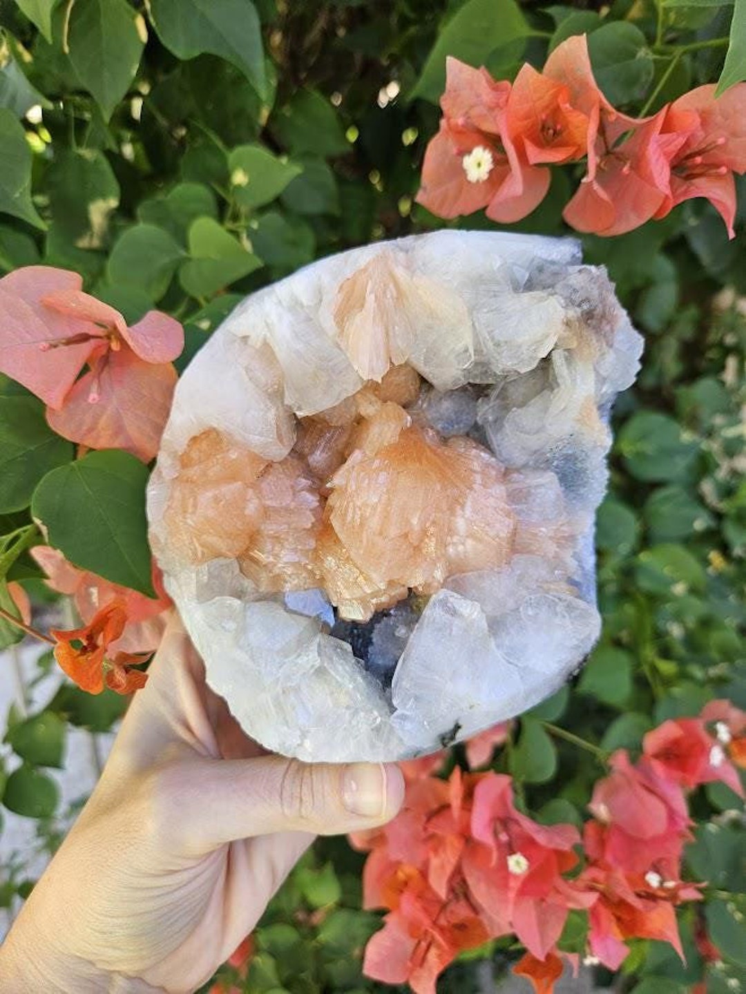 Large Peach Stilbite Apophyllite Crystal / Raw Apophyllite With Peach ...