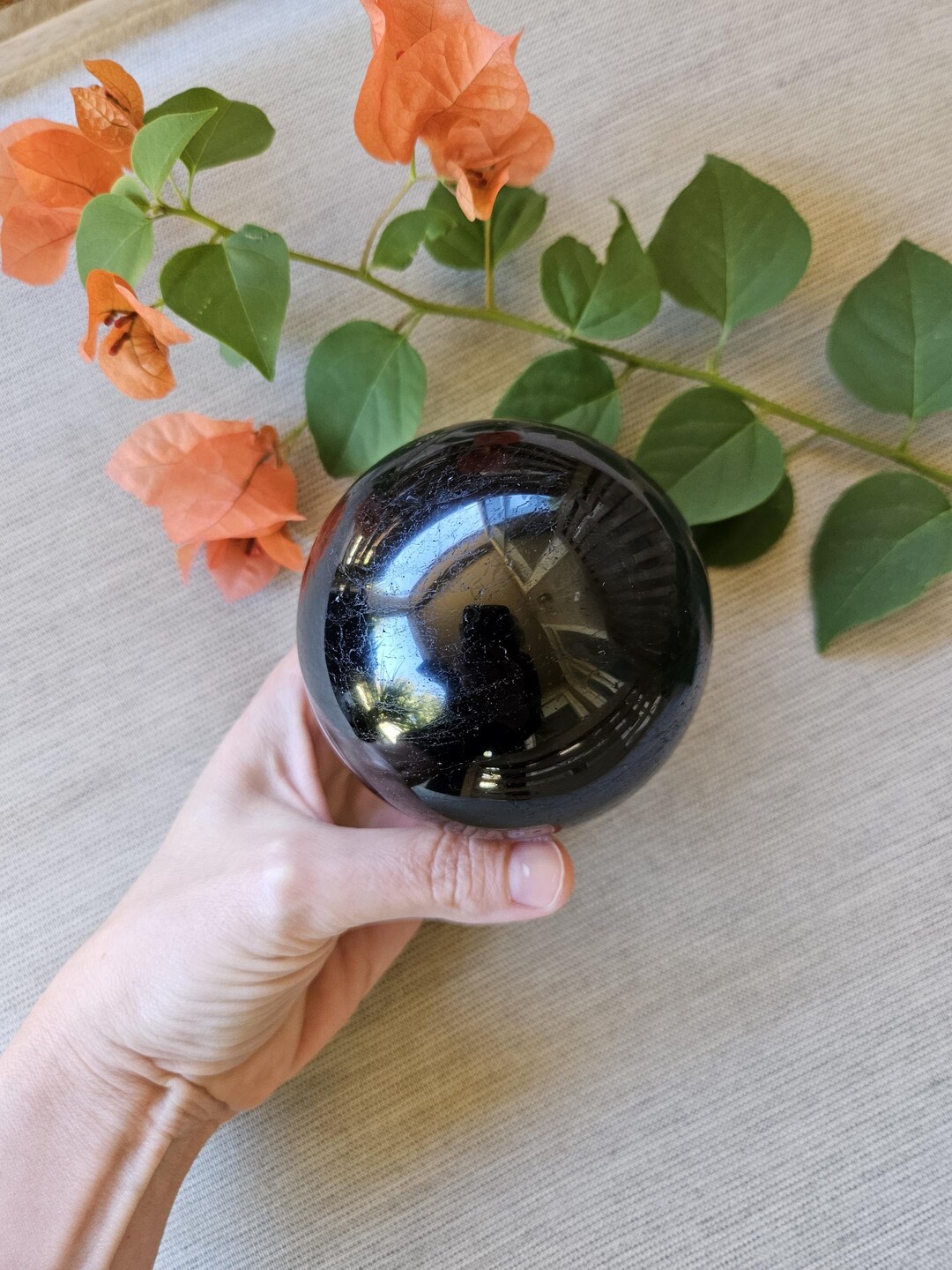 Large Black Tourmaline Sphere / Polished Black Tourmaline Sphere ...