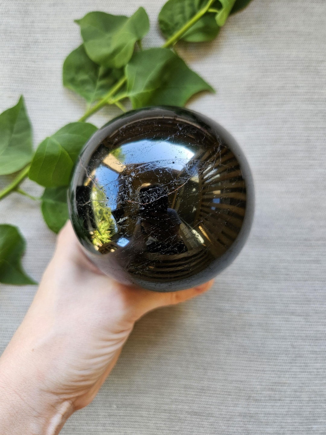 Large Black Tourmaline Sphere / Polished Black Tourmaline Sphere ...