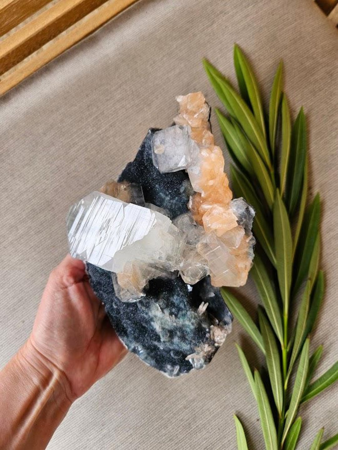 Wow Quality Apophyllite Crystal / Raw Apophyllite on Blue Chalcedony ...