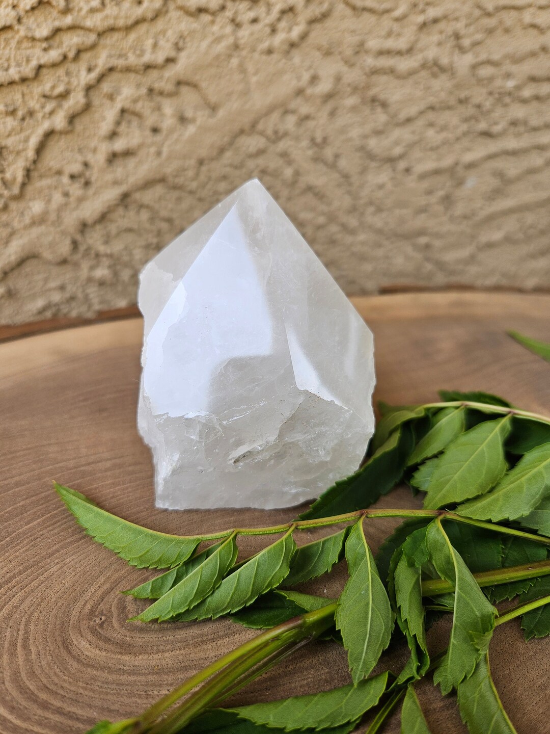 Clear Quartz Cut Base / Raw and Polished Clear Quartz Point / Half ...