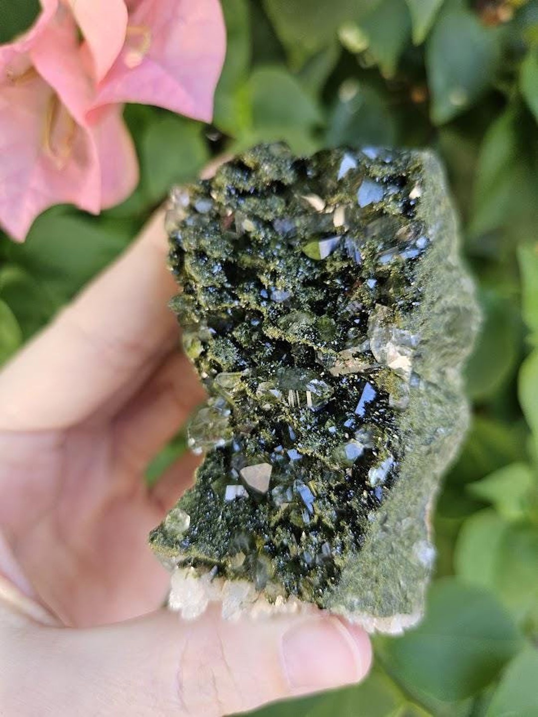 Rare Find Stunning Forest Quartz Crystal / Raw Epidote and Clear Quartz ...