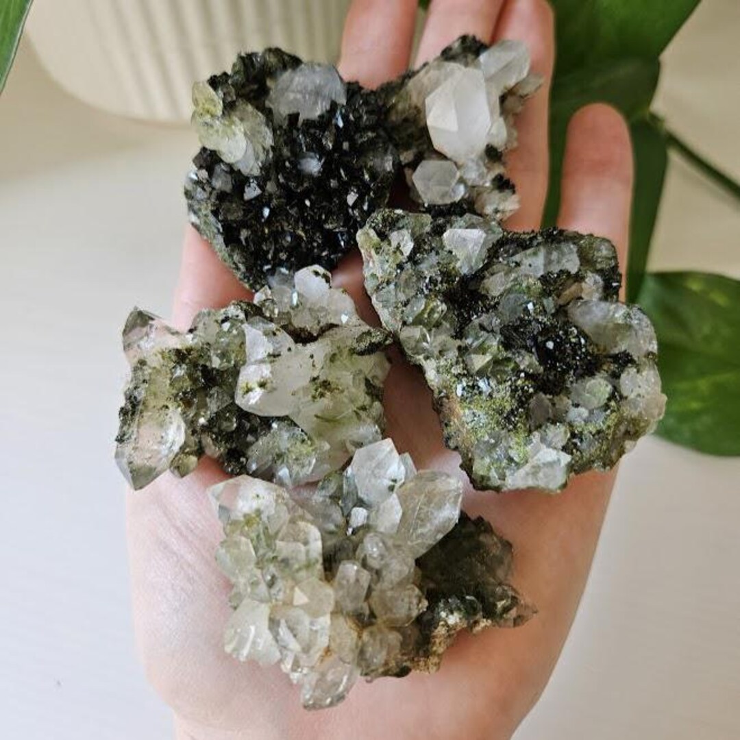 5 Small Forest Quartz Crystals: Turkish Epidote Clusters - Etsy