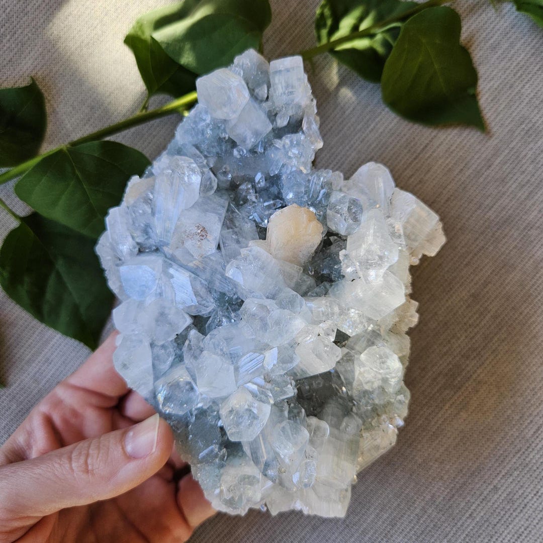 Quality Apophyllite Crystal / Raw Apophyllite on Gray Chalcedony ...