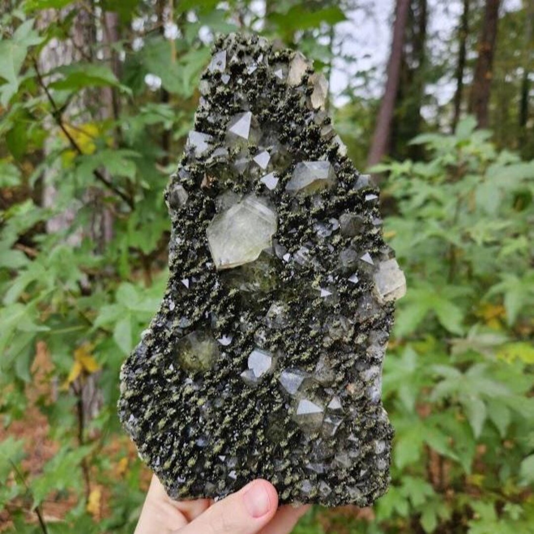 Large Forest Quartz Cluster: Turkish Epidote and Quartz Crystal - Etsy