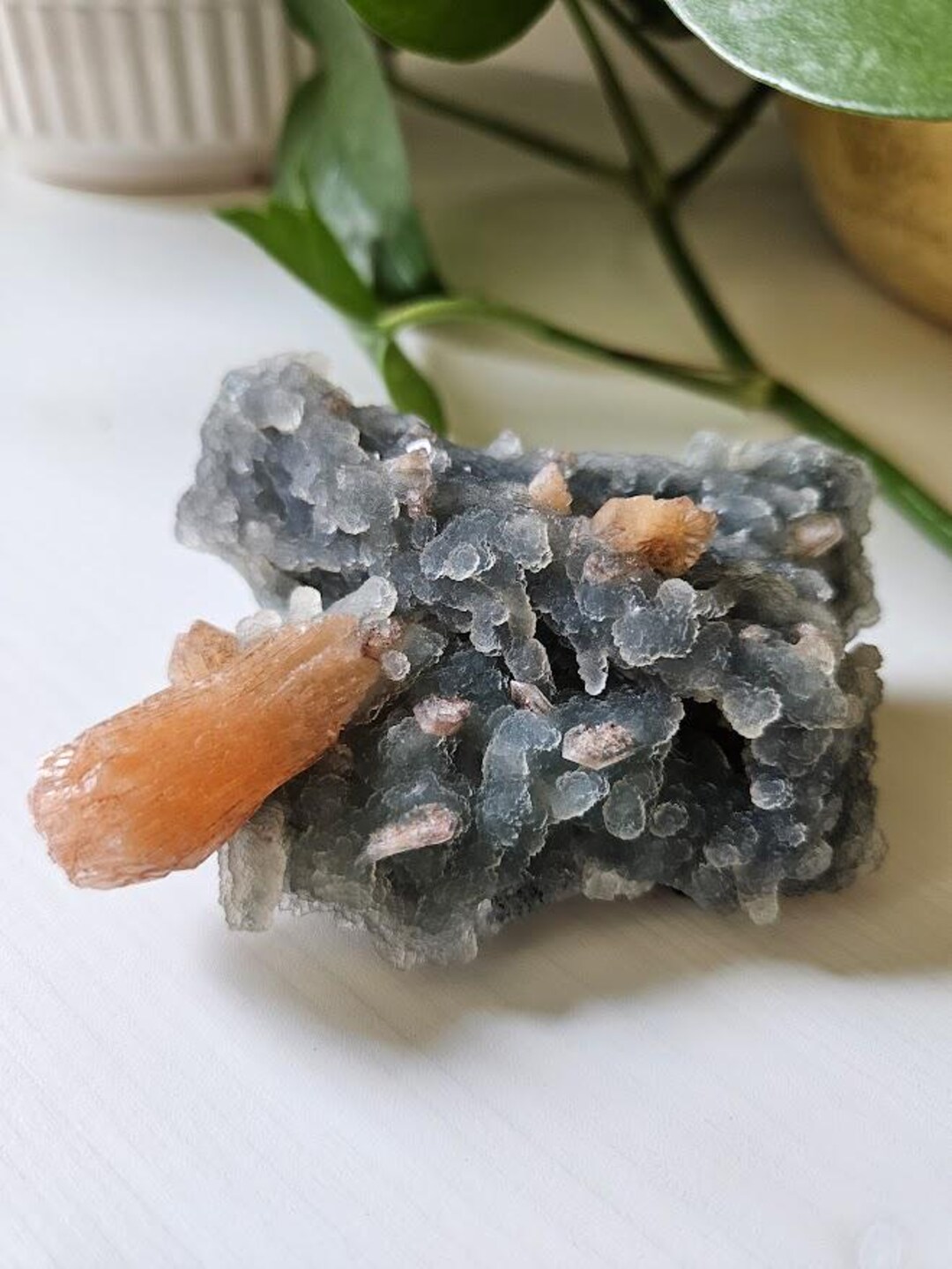 Quality Blue Chalcedony Peach Stilbite Crystal: Natural Crystal Cluster ...
