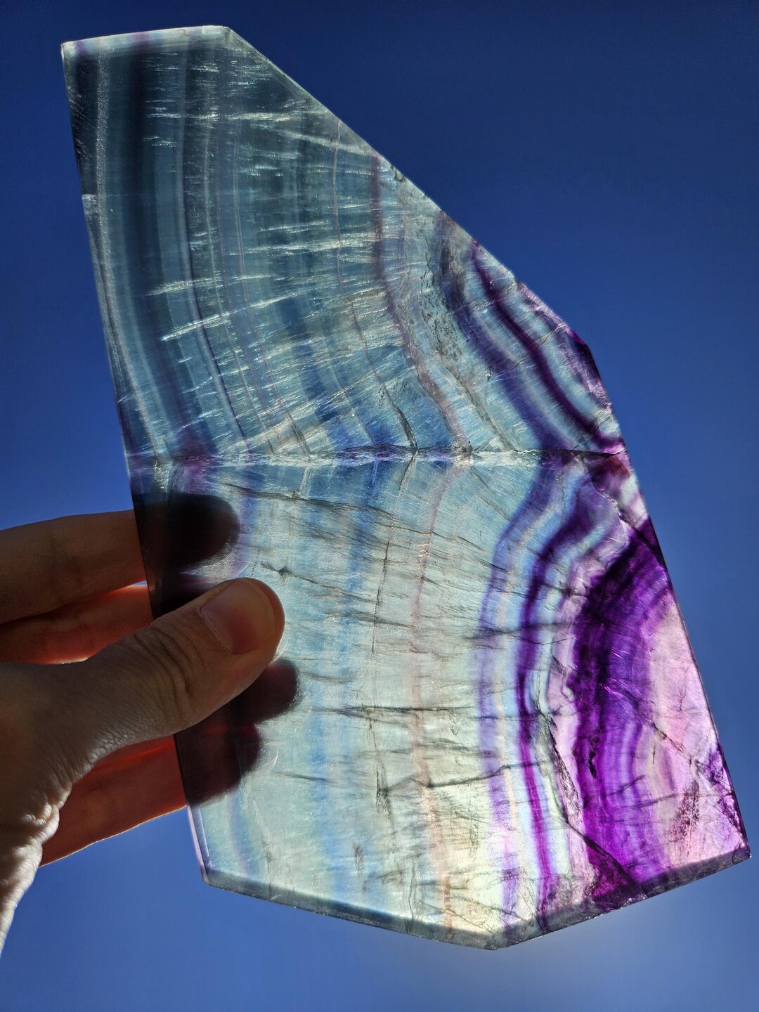 Polished Rainbow Fluorite Slice: Large Crystal Slab, Home Decor - Etsy