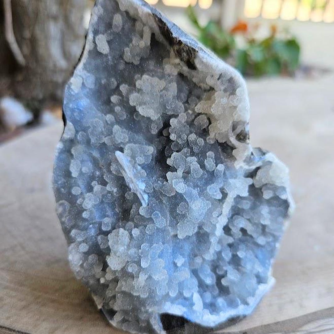 Gray Blue Chalcedony Cluster / Natural Blue Chalcedony Cut Base / Gifts ...