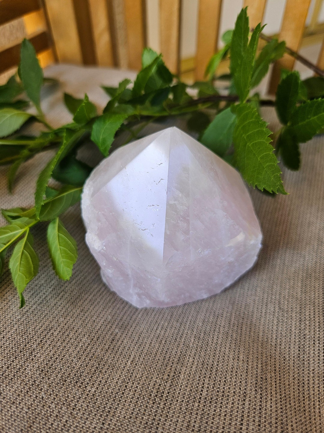 Crystal Rose Quartz Cut Base / Raw and Polished Rose Quartz Point ...