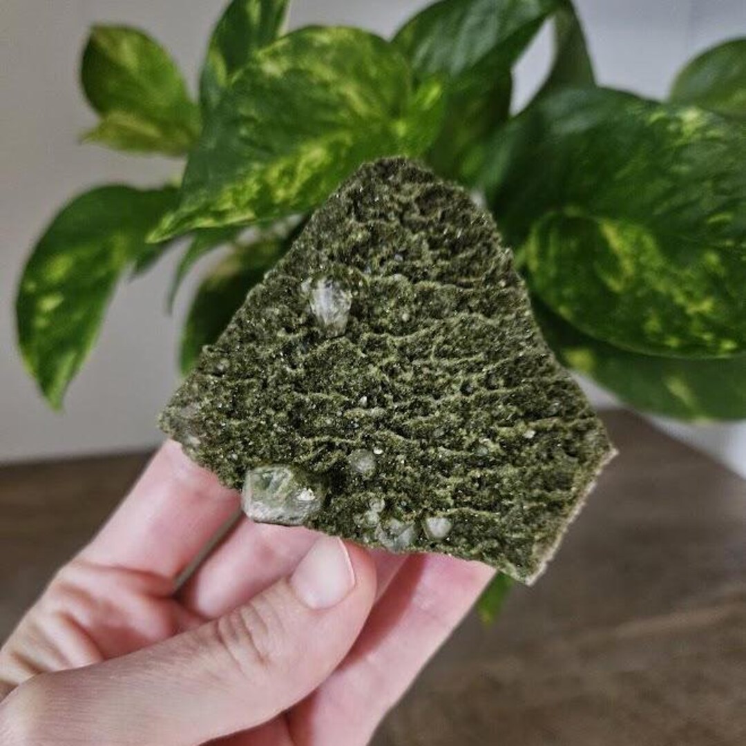 Raw Forest Quartz Crystal: Turkish Epidote and Quartz Cluster - Etsy