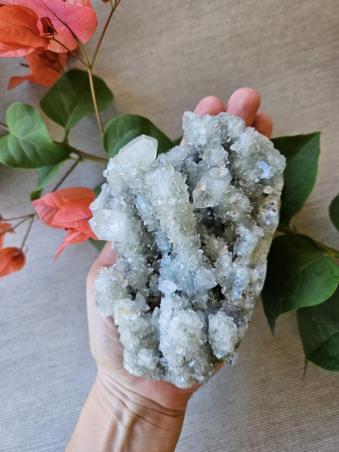 Diamond Apophyllite Crystal / Raw Apophyllite on Chalcedony Crystal ...