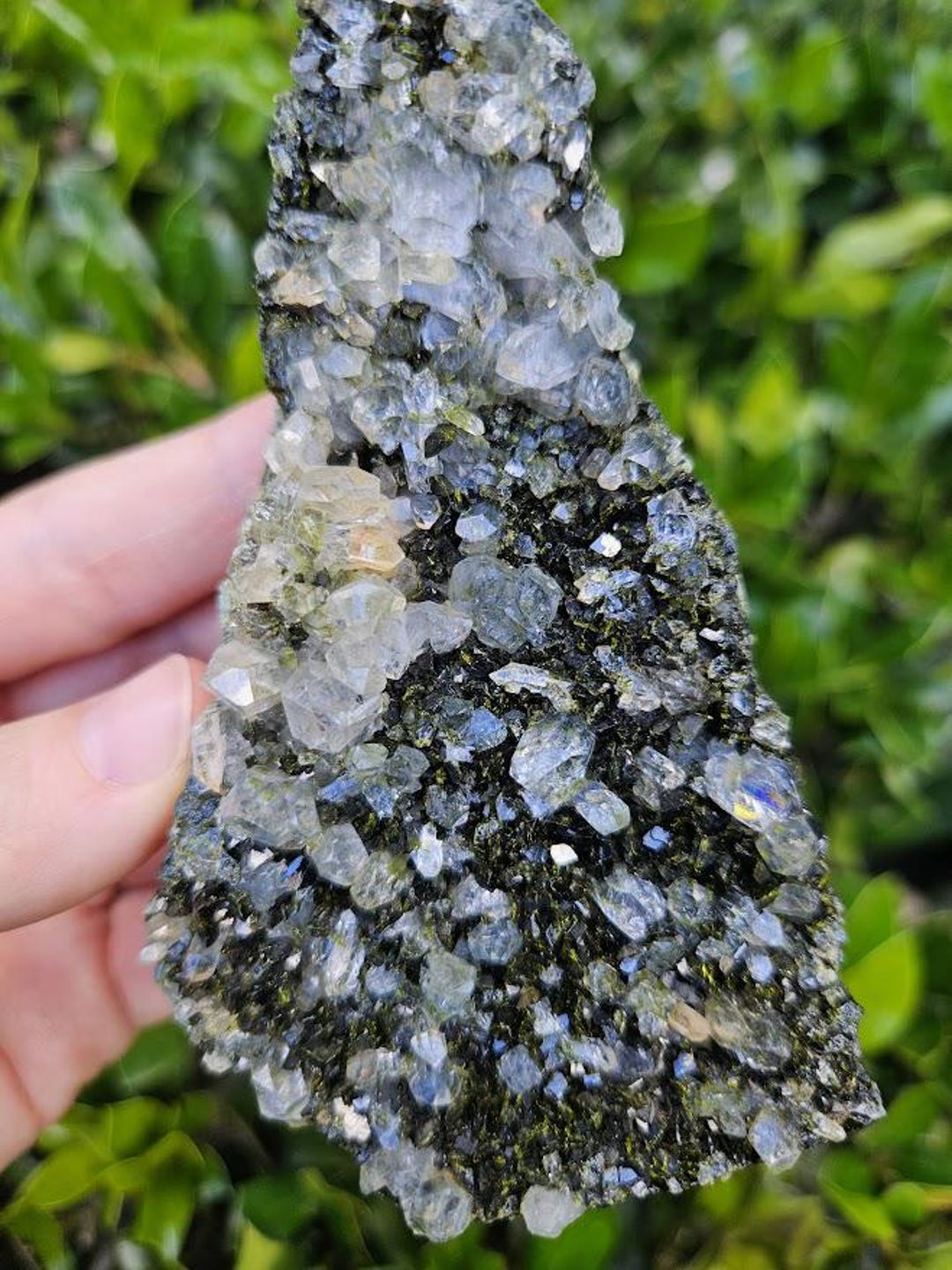 Raw Forest Quartz Crystal: Epidote and Clear Quartz Cluster, Turkey - Etsy