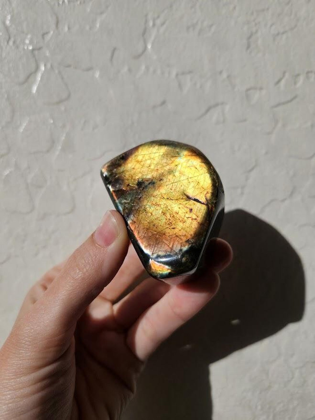 Yellow Labradorite Freeform / Polished Labradorite Cut Base / Flashy ...