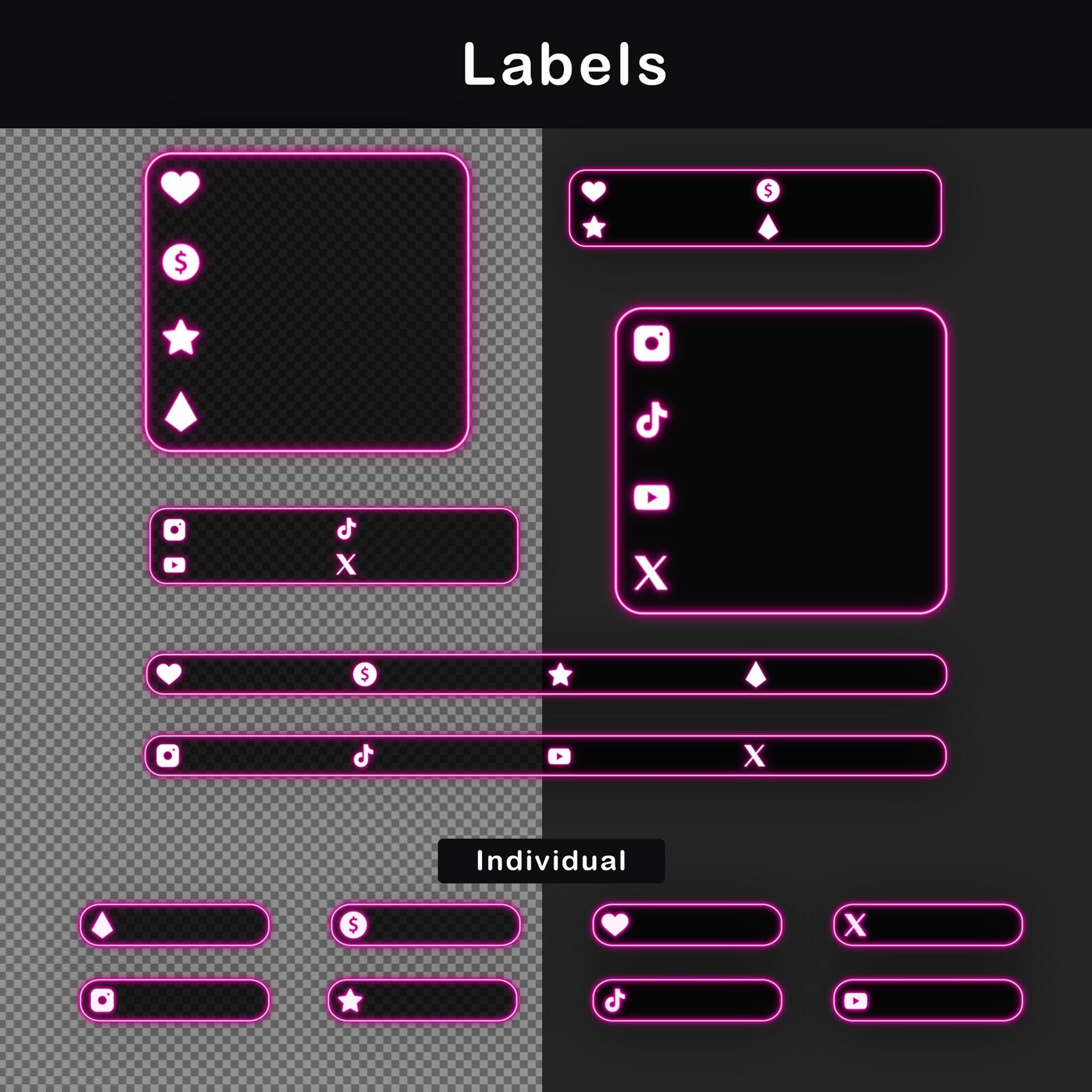 Animated Neon Twitch Overlay Package, Pink Stream OBS Overlay Pack ...