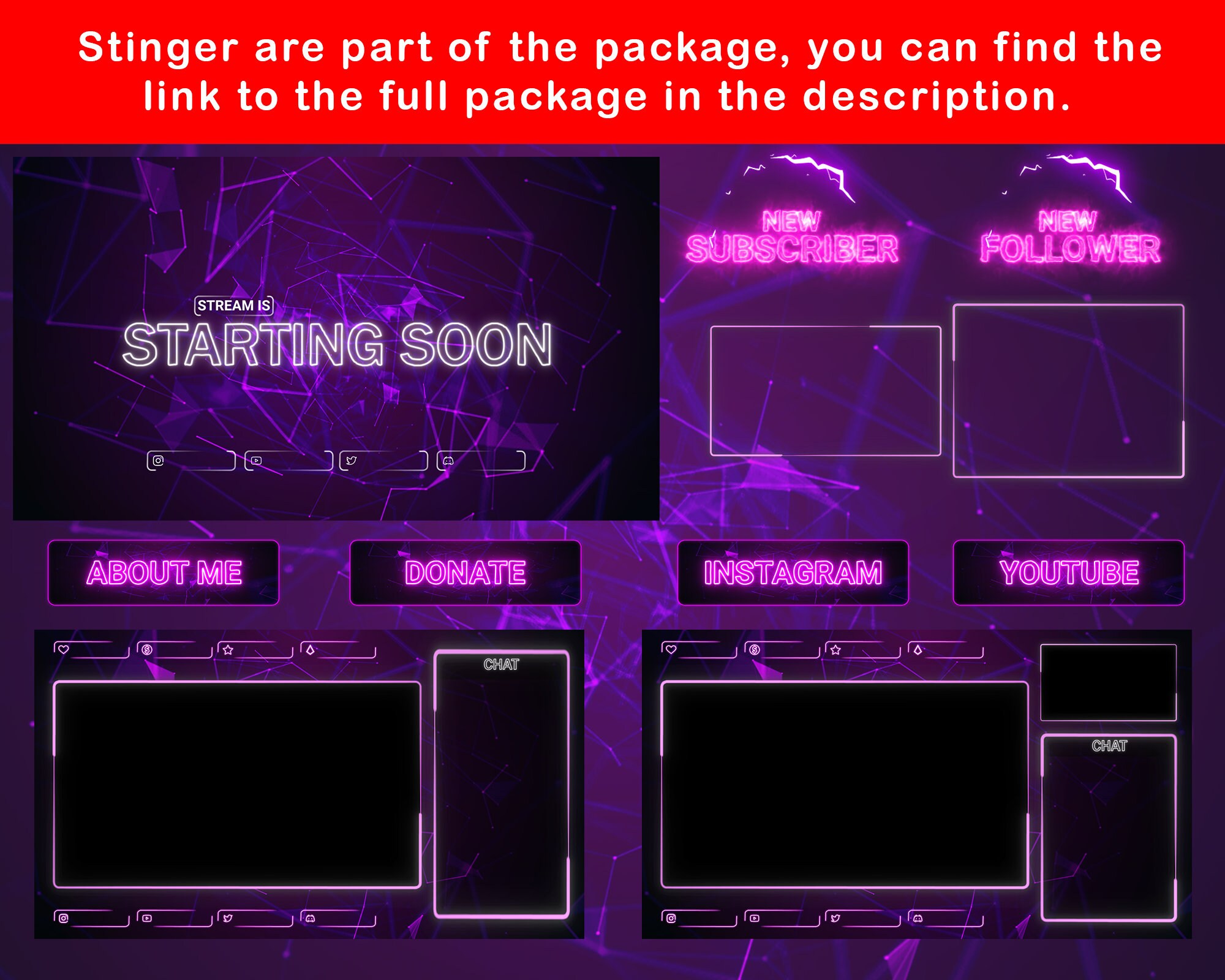 Purple Neon Style Animated Stream Transition Twitch Stinger for OBS ...