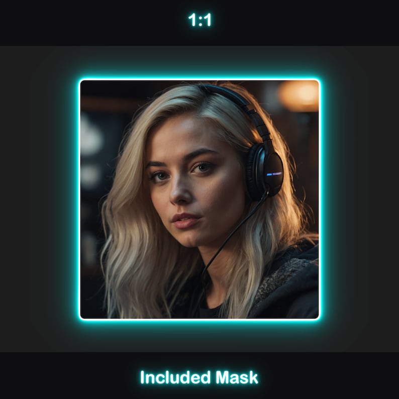 Animated Neon Cyan Webcam Overlays Twitch Webcam Border Blue Webcam ...