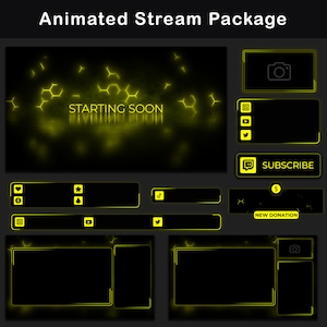 Animated Stream Overlay Yellow Package Minimal Dark Twitch Overlay ...