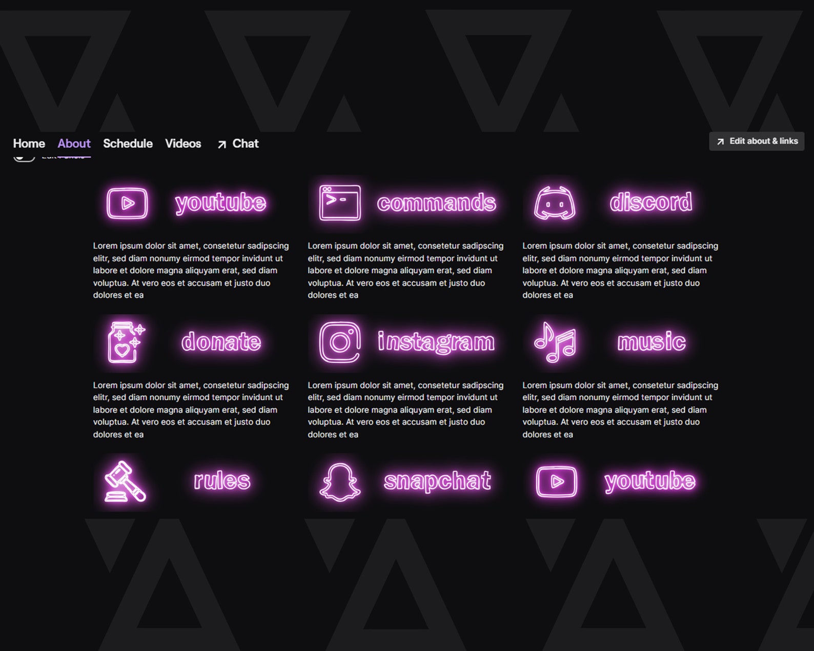 Purple Twitch Panels Neon Panels for Twitch Twitch Profile - Etsy