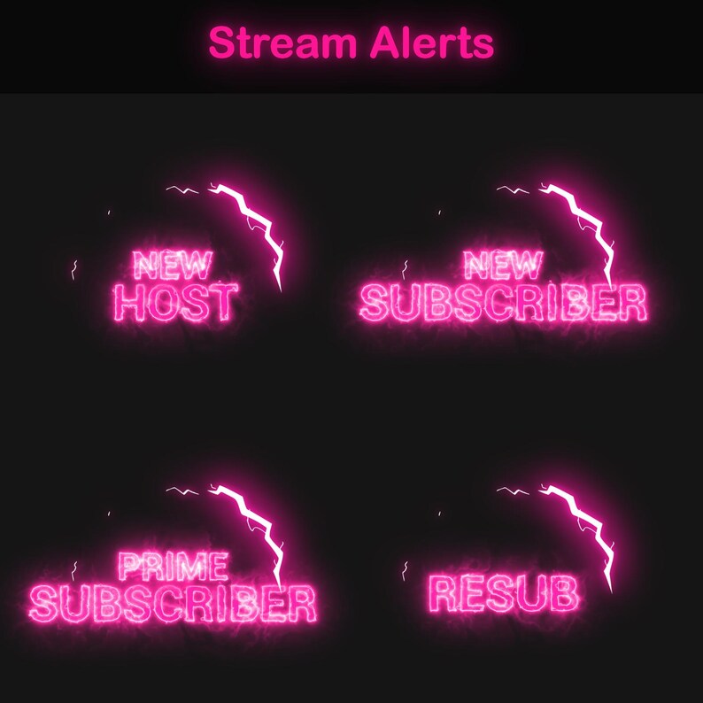 Pink Electric Animated Stream Alerts Pack for Twitch | 13x Lightning ...