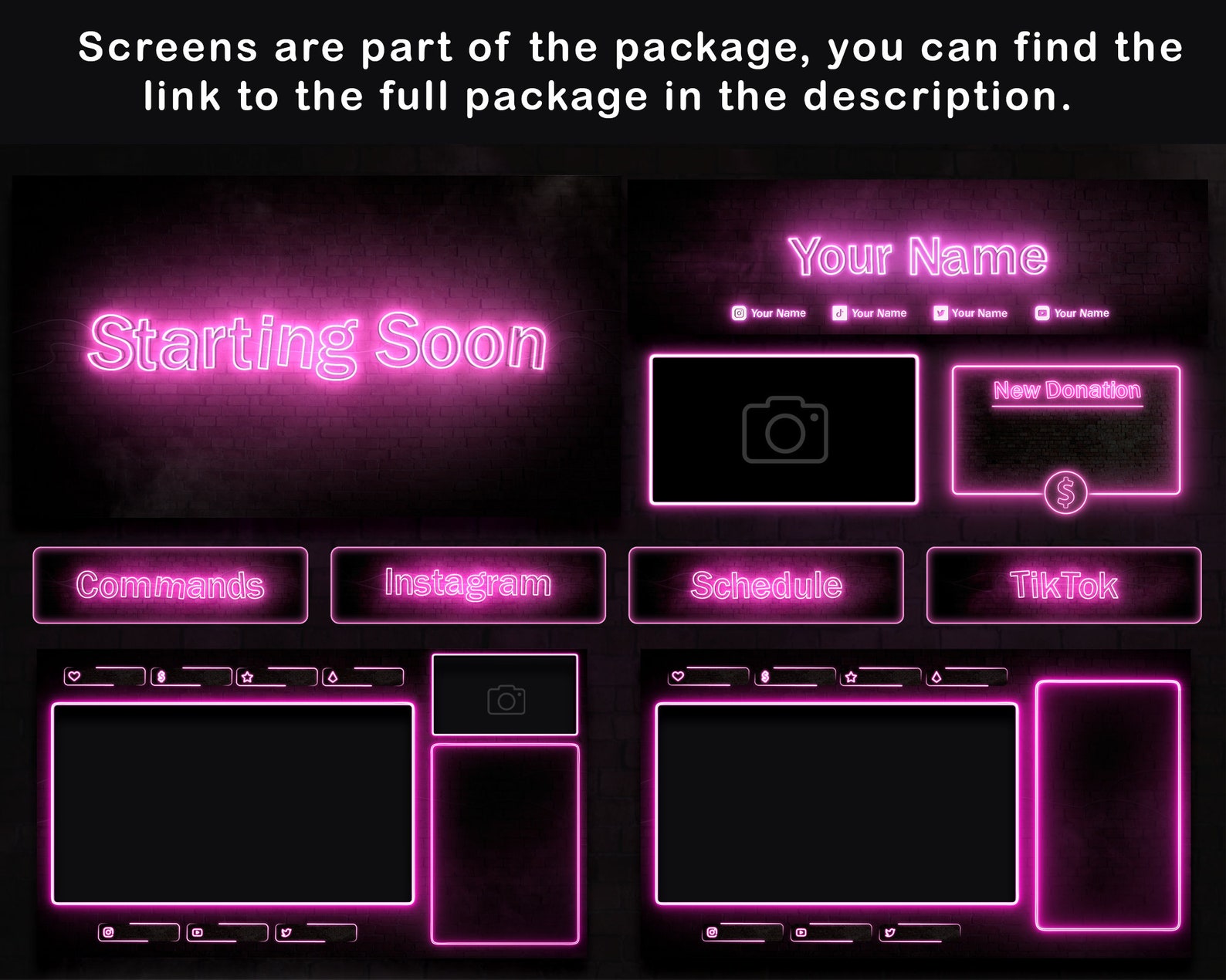 Animated Twitch Screens Pink Neon Stream Starting Soon Be - Etsy