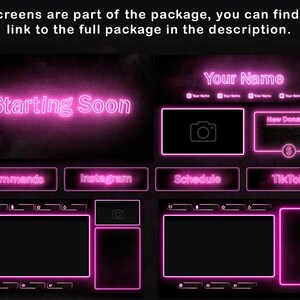 Animated Twitch Screens Pink Neon Stream Starting Soon, Be Right Back ...