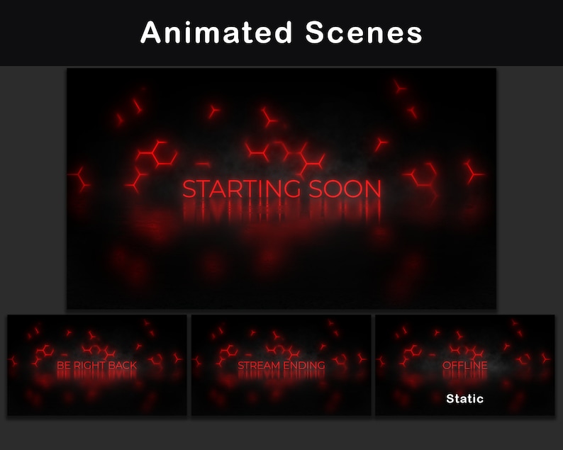 Black & Red Twitch Overlay Package | Minimal Animated Stream Package | Alerts, Screens, Panels ...