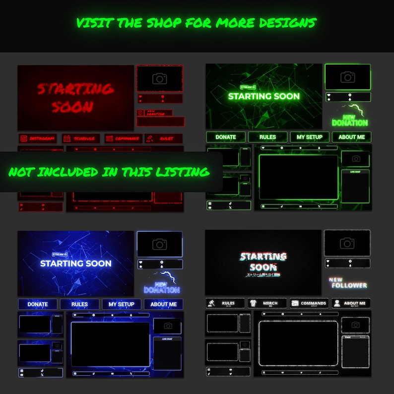 Animated Neon Green Webcam Overlays | Twitch Webcam Borders, Webcam ...
