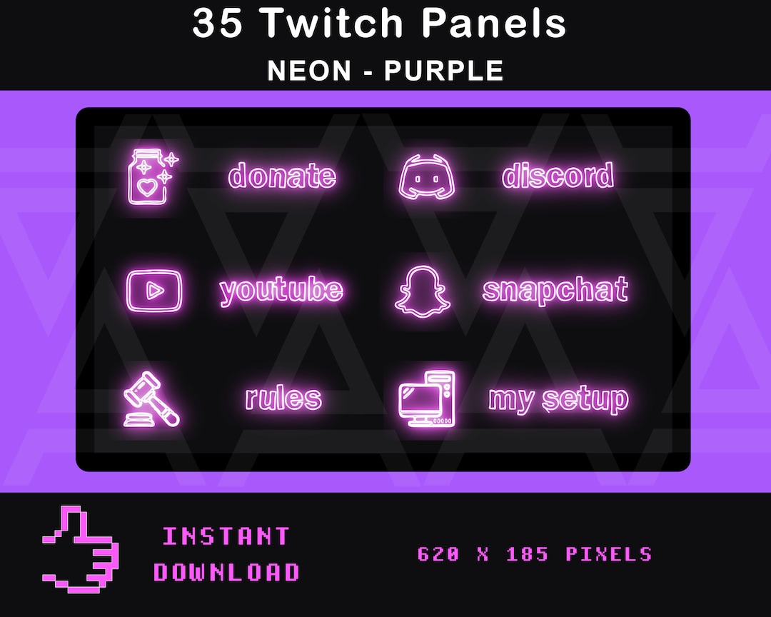 Purple Twitch Panels | Neon Panels for Twitch | Twitch Profile Panel ...