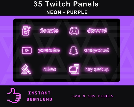 Purple Twitch Panels Neon Panels for Twitch Twitch Profile - Etsy