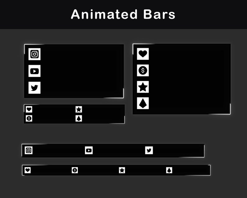 Black & White Twitch Overlay Package Minimal Animated Stream - Etsy