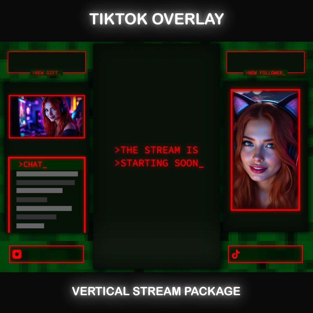Tiktok Live Overlay Pack, Animated Retro CRT Vertical Stream Layout ...
