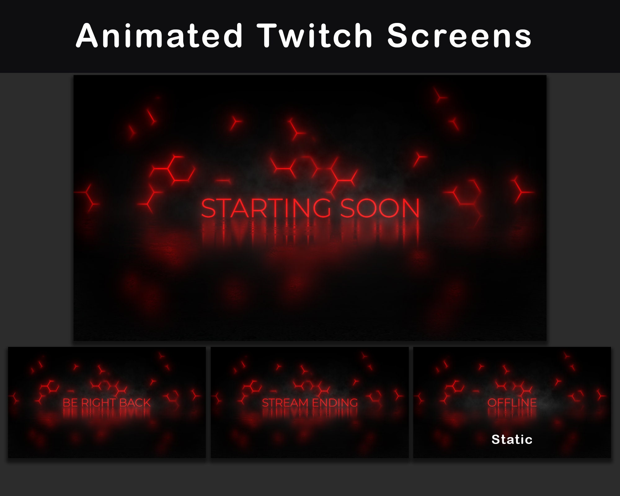 Animated Twitch Screens Stream Screens Starting Soon, BRB, Ending ...