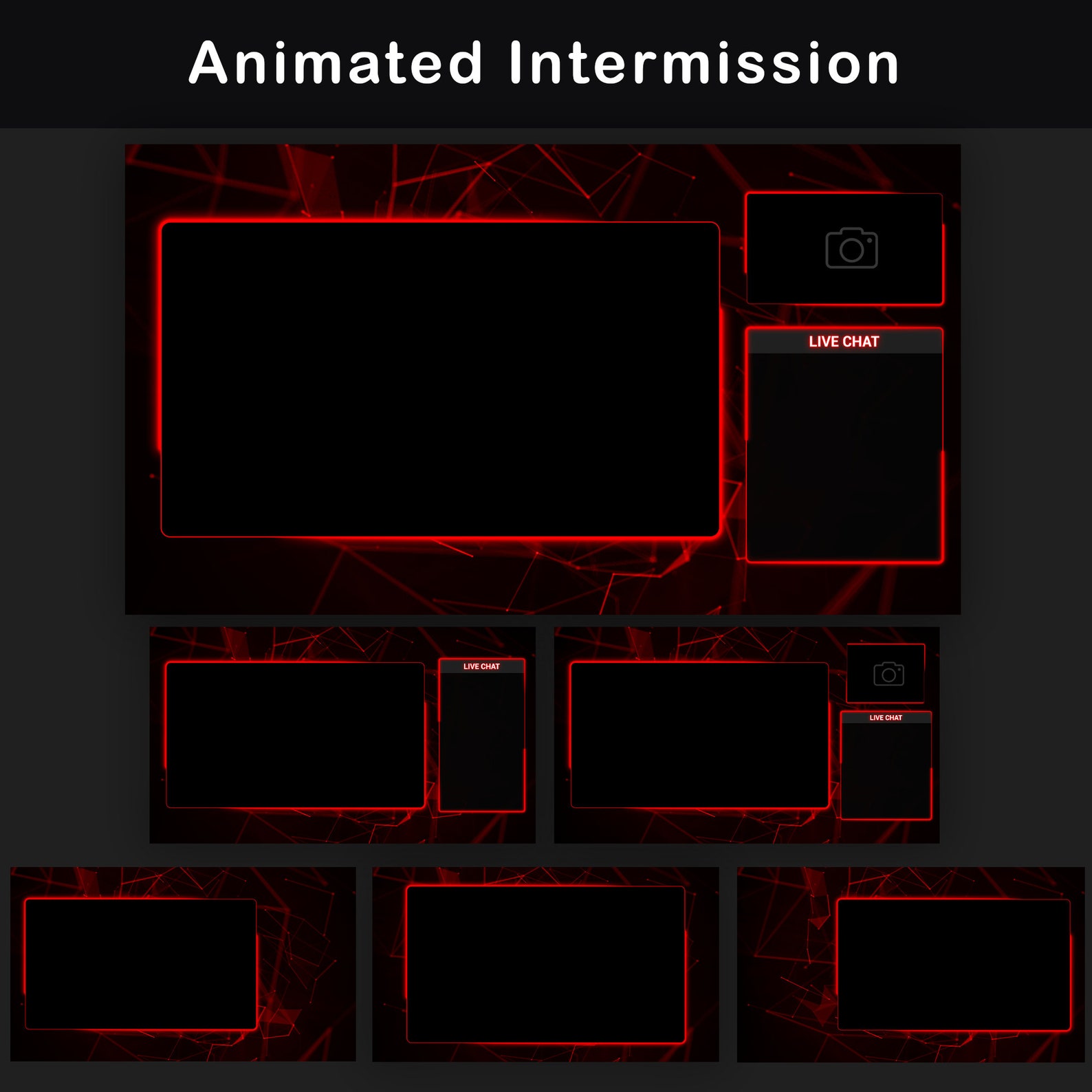 Animated Stream Package Dark | Minimal Twitch OBS Overlay, Black & Red ...