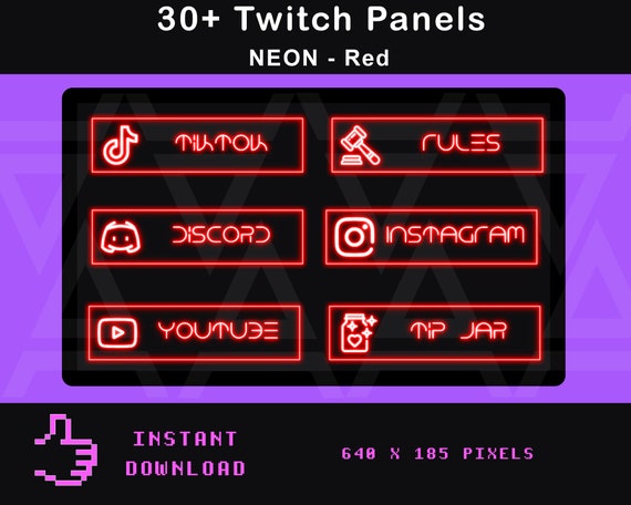 36 Twitch Panels NEON RED Neon Panels for Twitch Twitch - Etsy