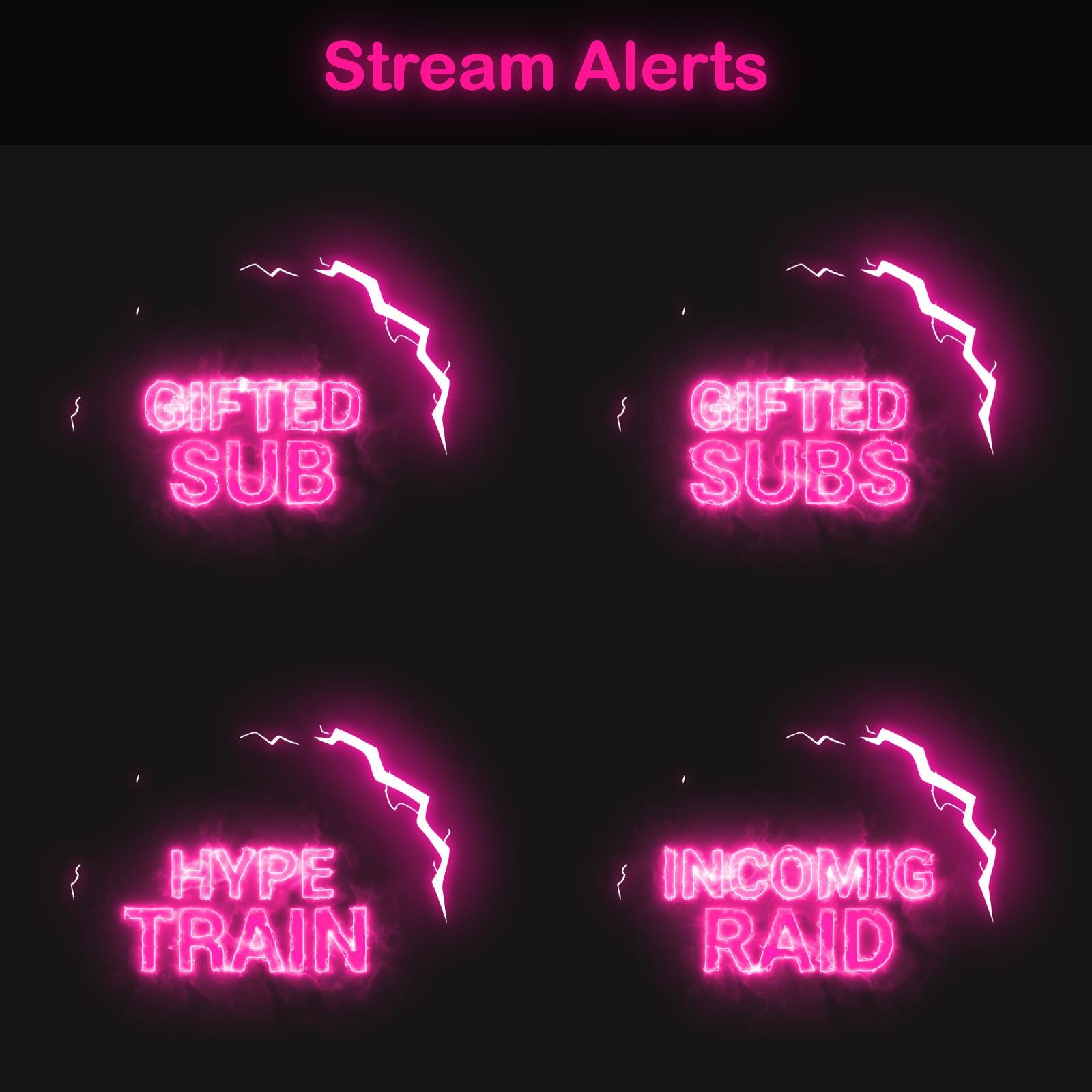 Pink Electric Animated Stream Alerts Pack for Twitch | 13x Lightning ...