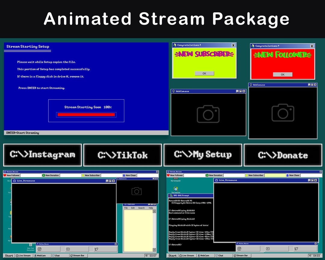 Twitch Overlay Retro Package Animated Stream Overlay Package Animated ...