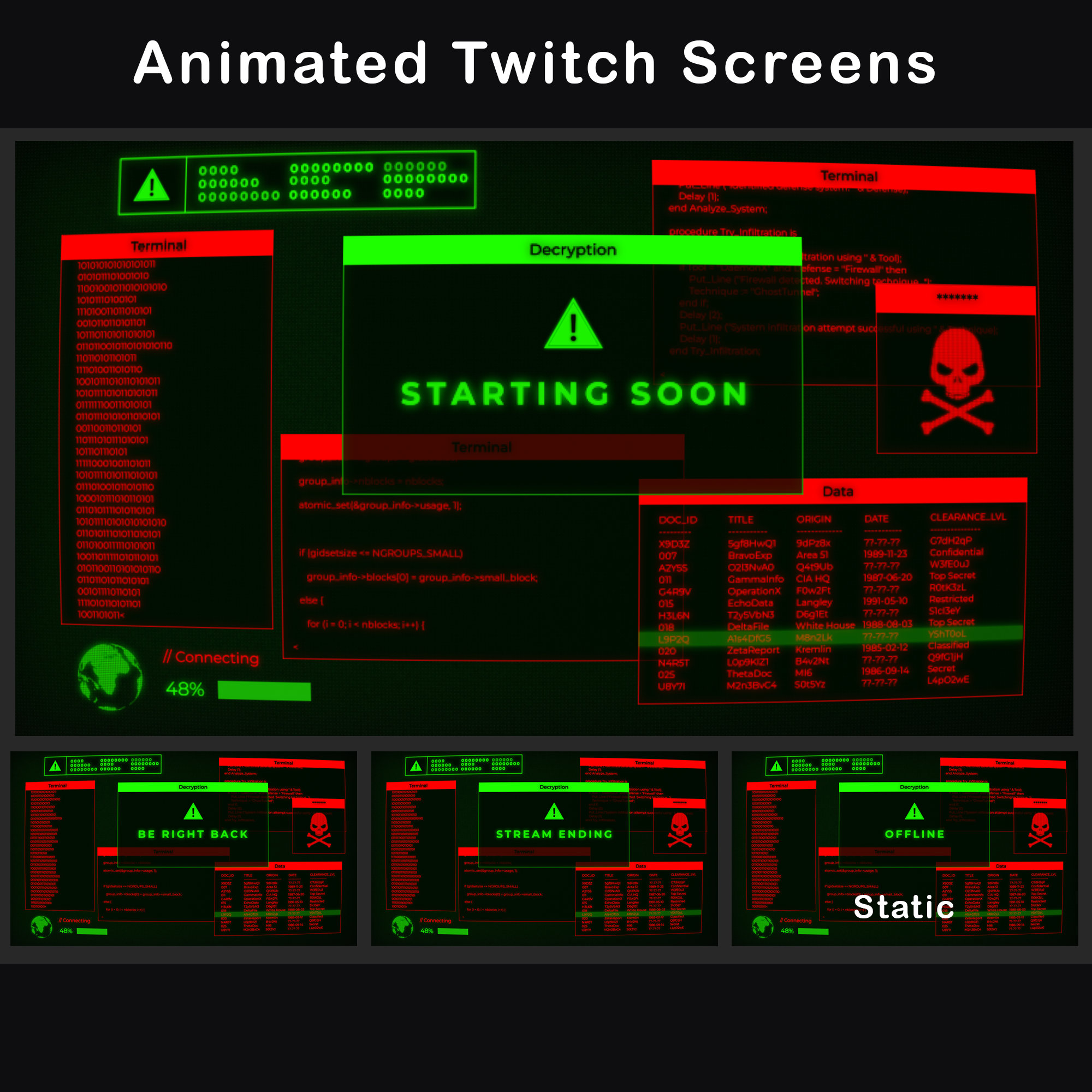 Animated Twitch Screens Retro Glitch Stream Starting Soon, Be Right ...