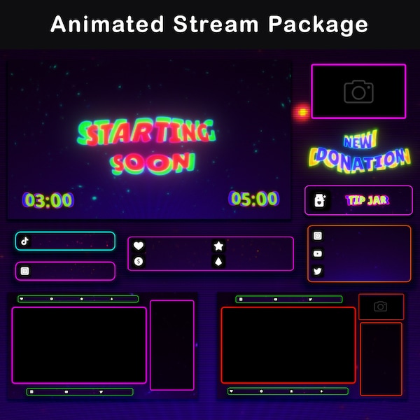 Retro Animated Twitch Overlays - Etsy