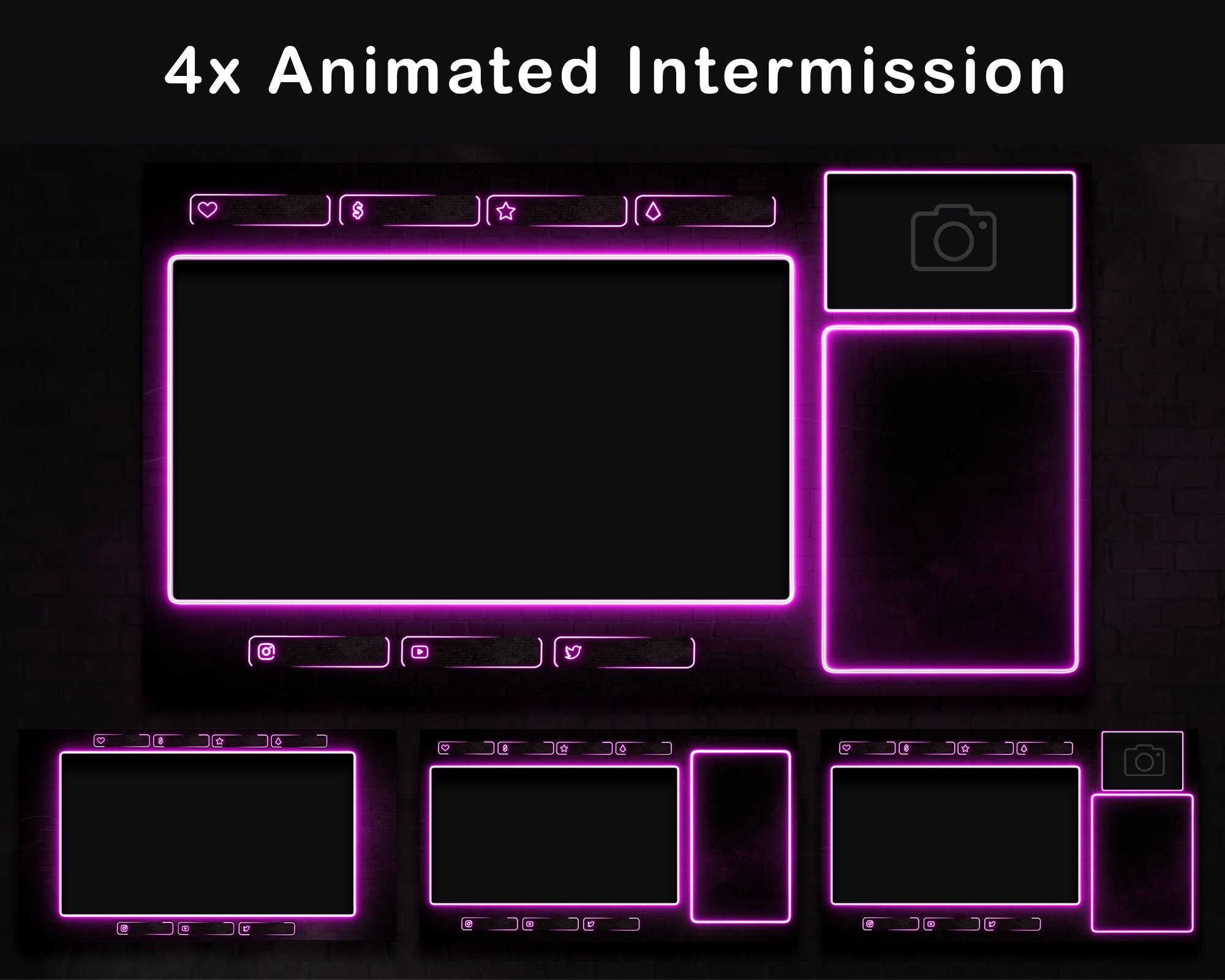 Neon Twitch Overlay Animated Package Purple Stream Overlay - Etsy UK