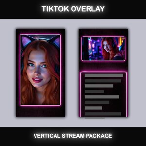 Tiktok Overlay Animated Neon Pink Package, Vertical Streaming Overlay ...