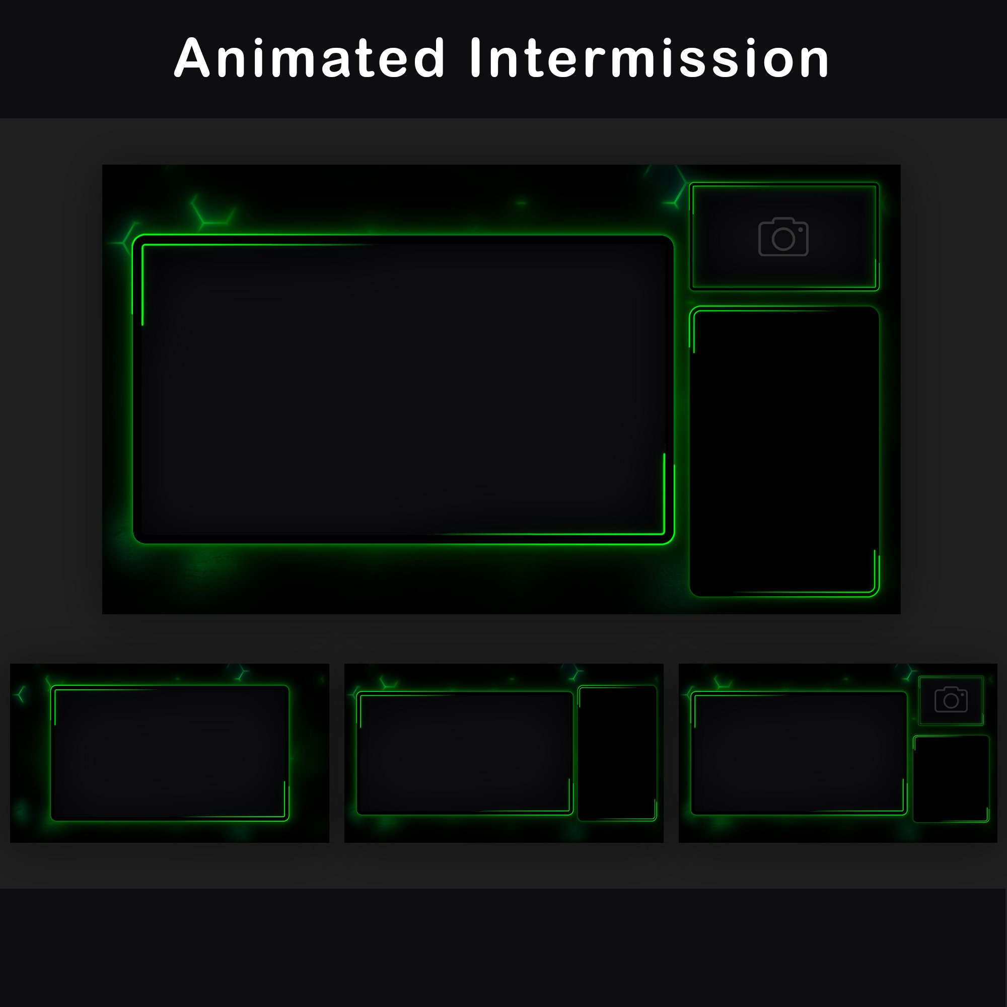 Animated Twitch Overlay Green Package Minimal Dark Stream Overlay ...